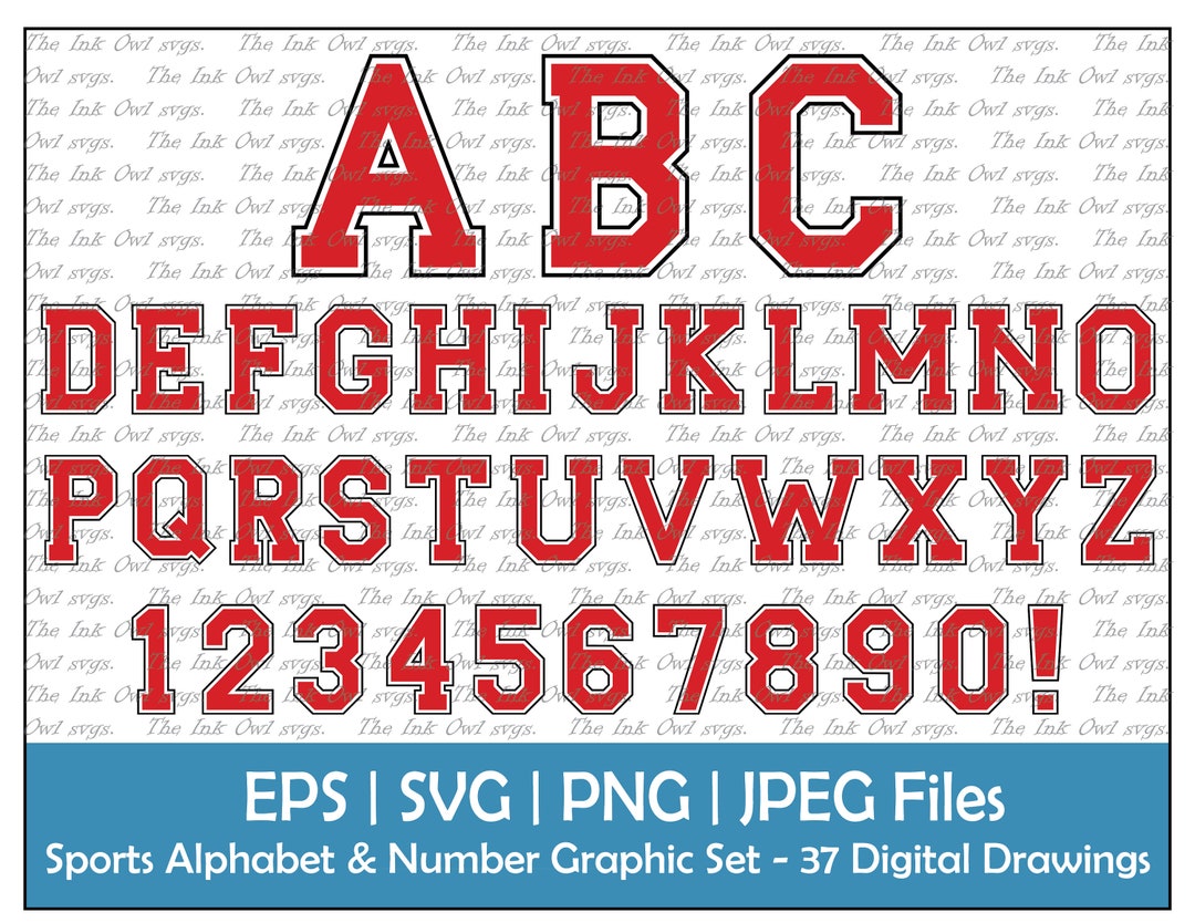 Red Sports or Academic Alphabet Letters & Numbers Clipart / College ...