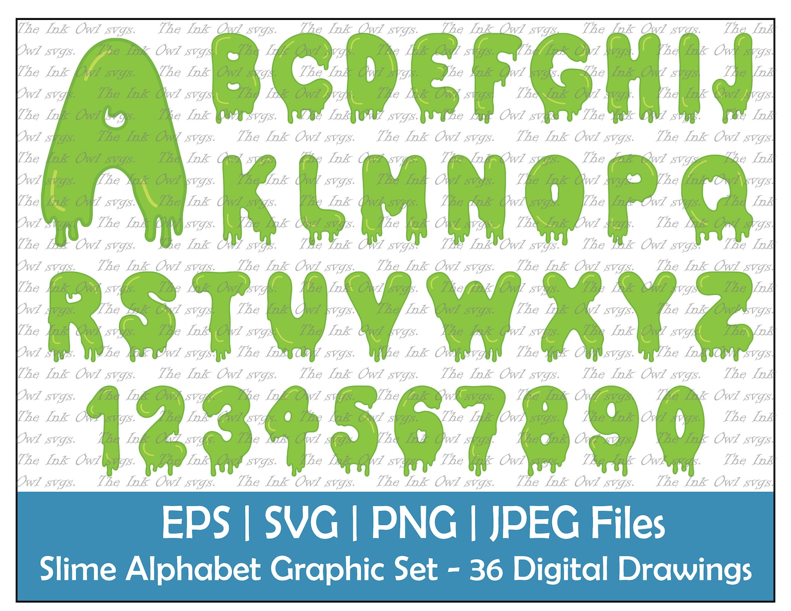 Slime Drip Letter Alphabet and Numbers Vector Clipart Set / Text ...