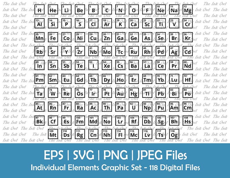 Periodic Table Individual Elements Vector Clipart Set / Outline Drawing ...