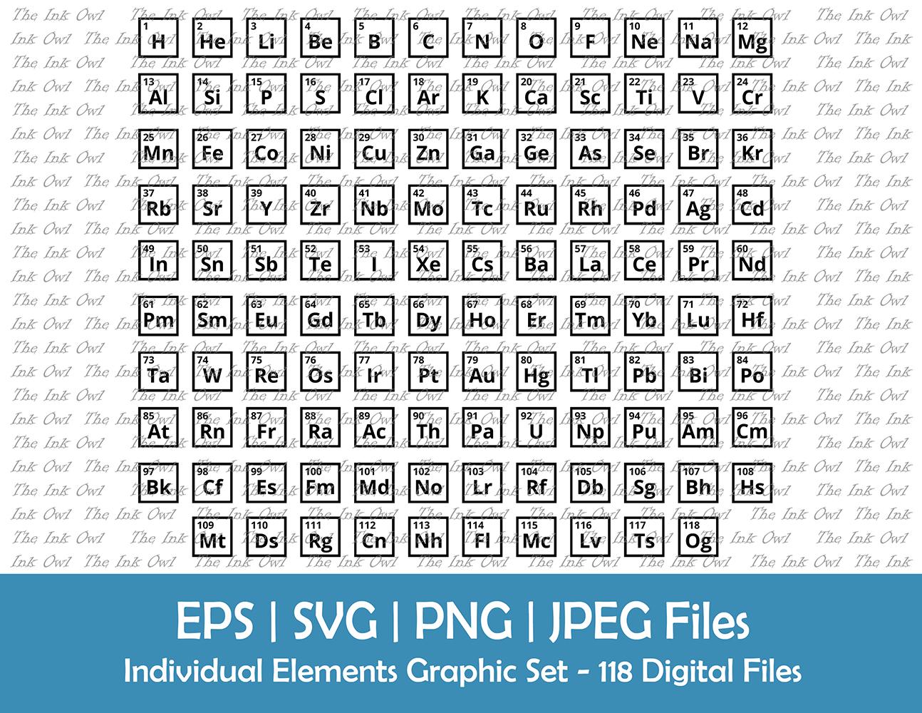 Periodic Table Individual Elements Vector Clipart Set / Outline Drawing ...