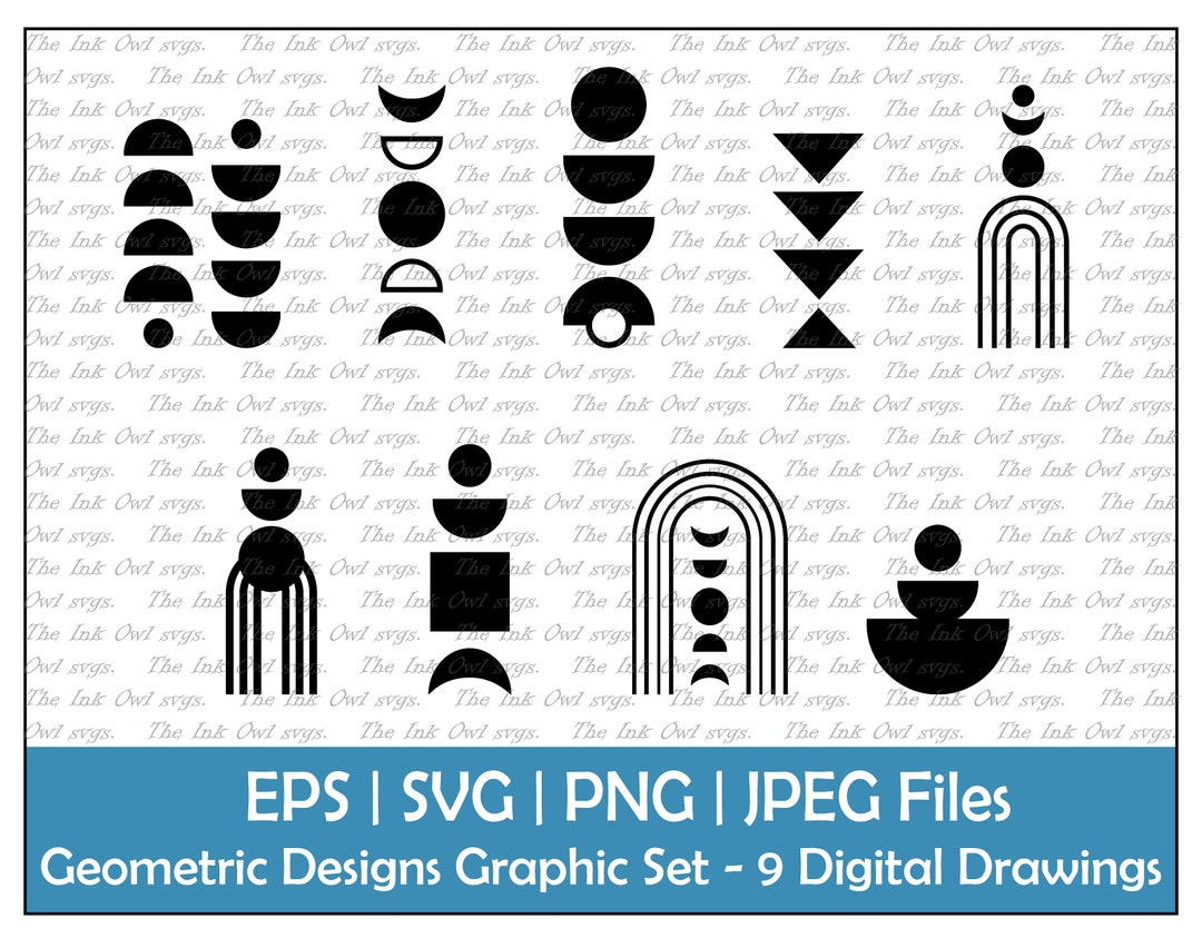 Geometric Boho Shapes and Forms Vector Clipart Set / Outline & Stamp ...