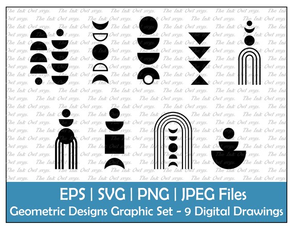 Geometric Boho Shapes and Forms Vector Clipart Set / Outline & | Etsy