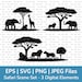 African Animal Safari Savanna Landscape Scene Vector Clipart / Graphic ...