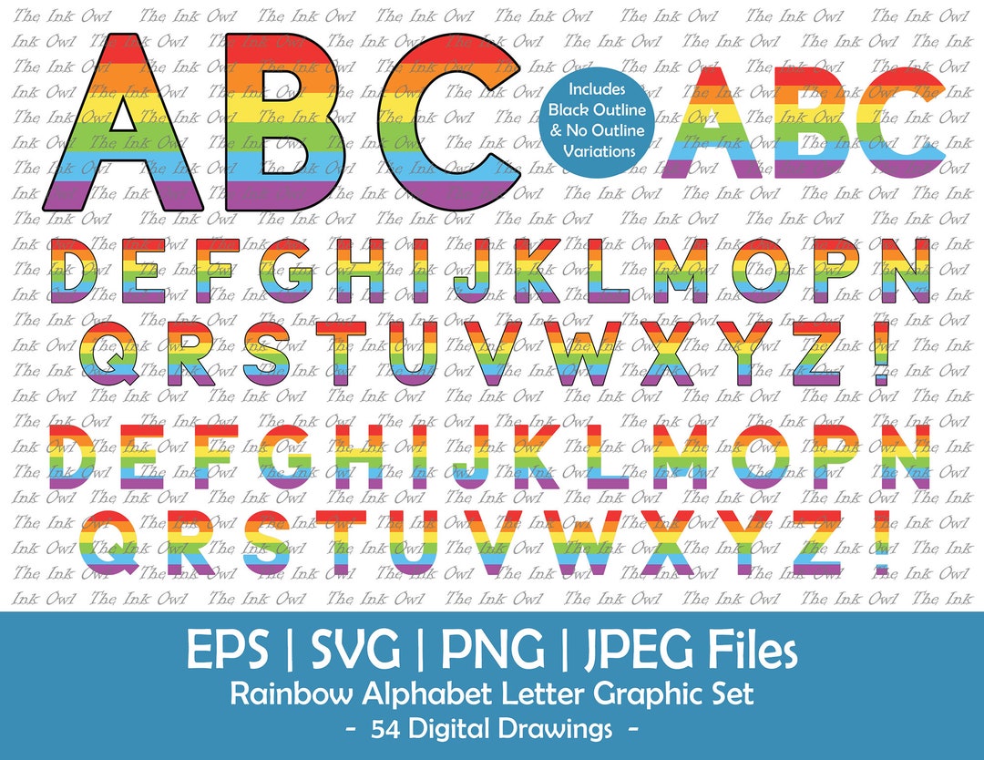 Rainbow Color Alphabet Letters Vector Clipart / Text Graphics / ABC ...