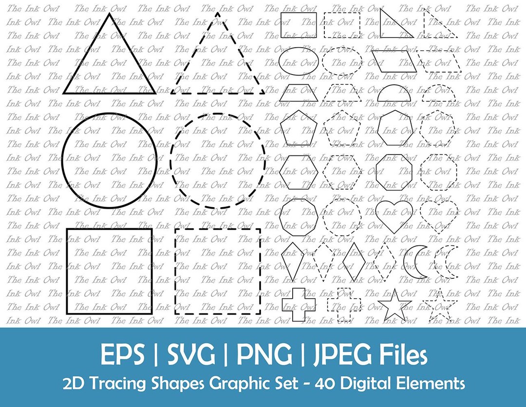 2d Geometric Shapes With Dashed Tracing Lines Clipart / Transparent ...