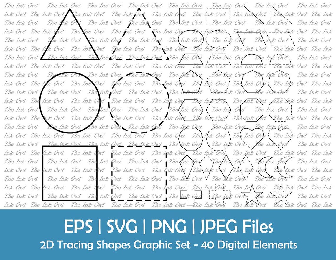 2d Geometric Shapes With Dashed Tracing Lines Clipart / Transparent ...