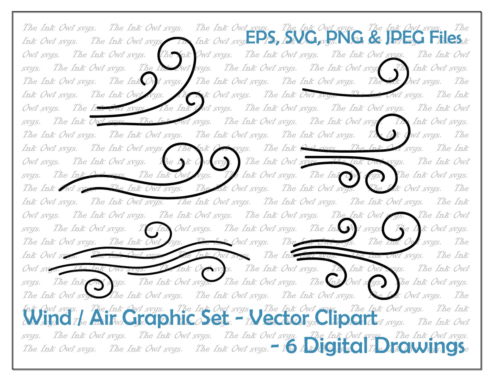Wind Air Flow Icon Vector Clipart Set / Weather / Line Graphic ...