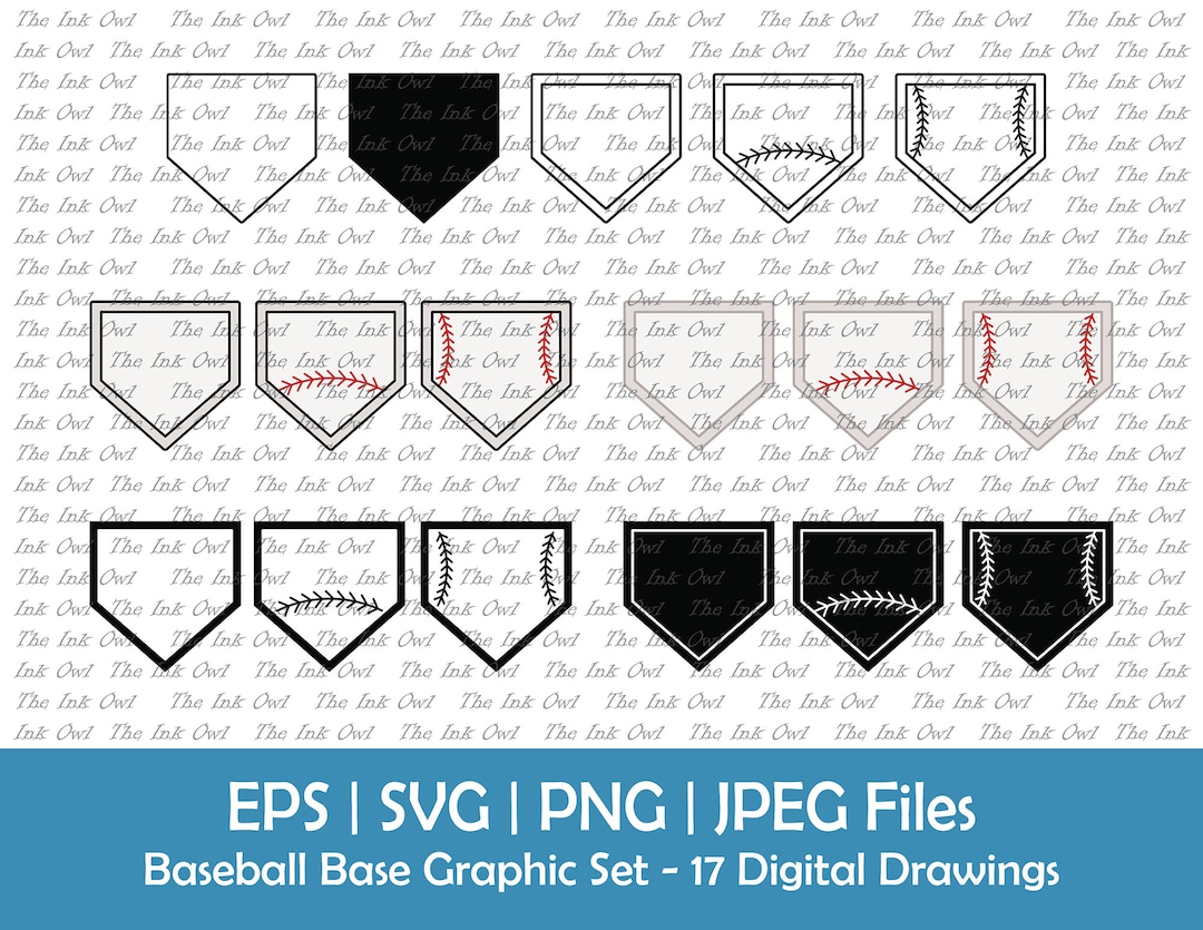 Baseball Home Base Plate Clipart Set / Outline, Silhouette & Color ...