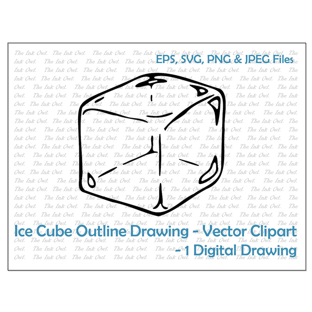 Ice Cube Vector Clipart / Outline Drawing Illustrations / PNG, JPG, SVG, Eps - Etsy