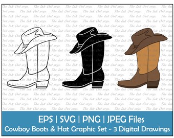 Cowboy Boot Outline | Etsy