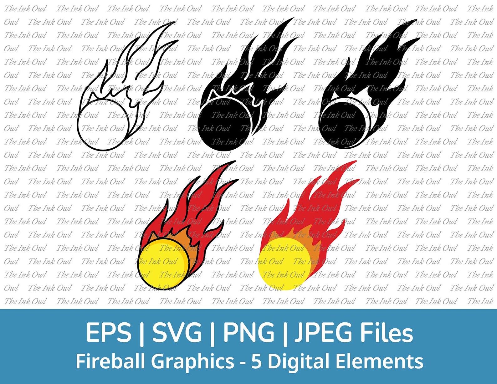 Fireball Vector Clipart / Outline & Stamp Silhouette Drawing ...