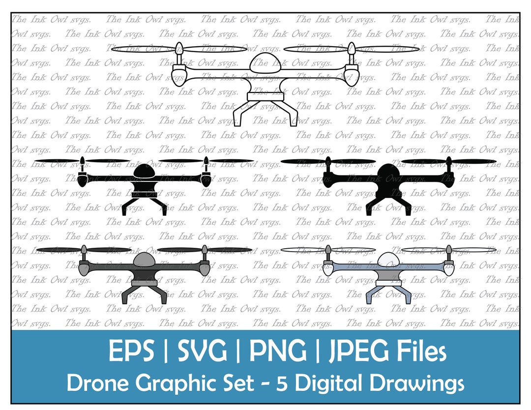 Simple Drone Vector Clipart Set / Outline, Silhouette Stamp & Color ...