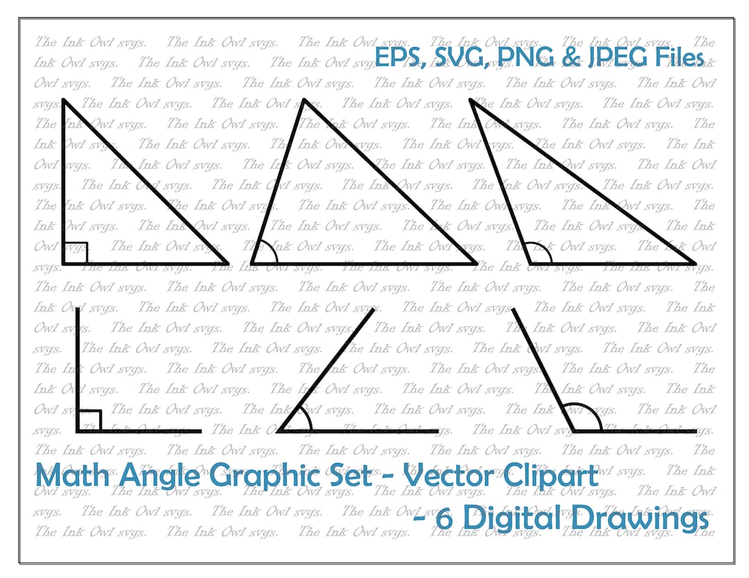 Math Angle Types Vector Clipart Set / 90 Degree, Acute, Obtuse Triangle ...