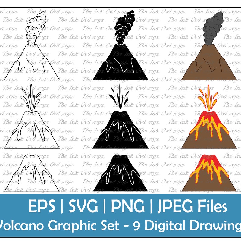 Volcano Drawing - Etsy