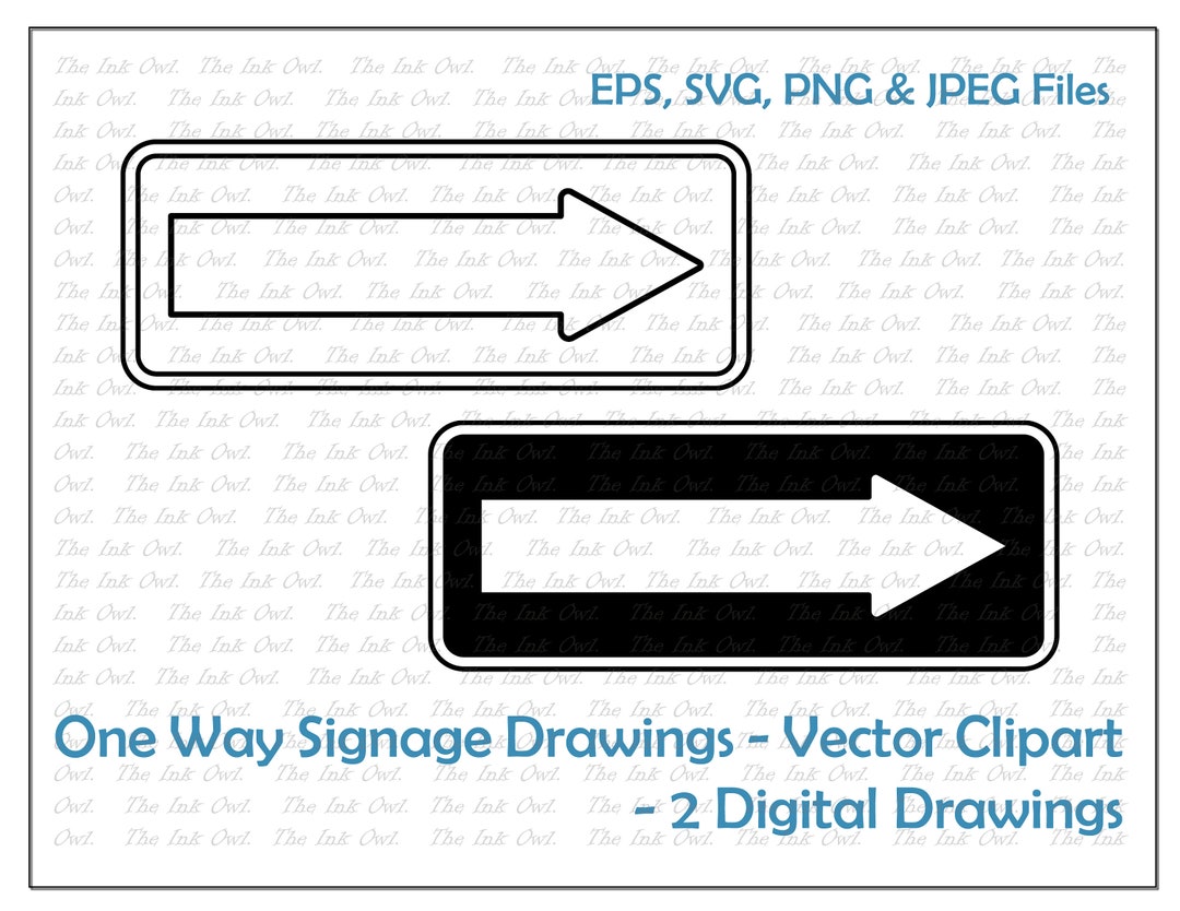 One Way Arrow Sign - Vector Clipart / Outline & Stamp Drawing ...