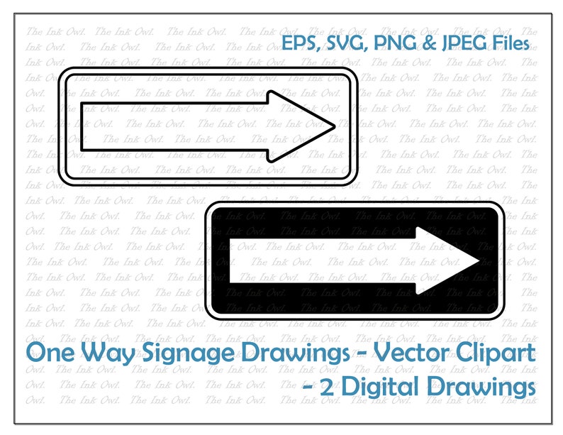 One Way Arrow Sign Vector Clipart / Outline & Stamp Drawing - Etsy