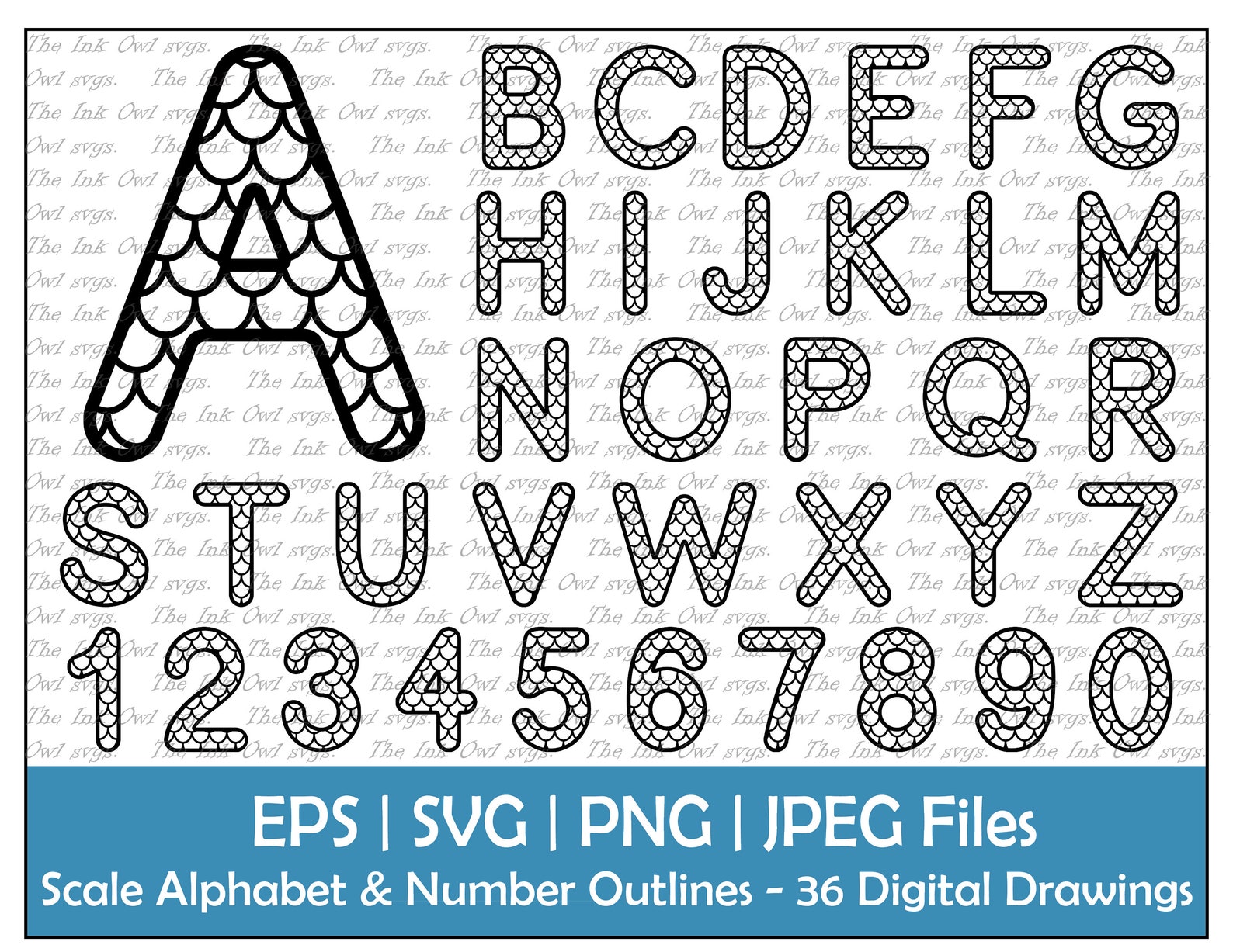 Scale Patterned Alphabet Letters and Numbers Clipart Set / - Etsy