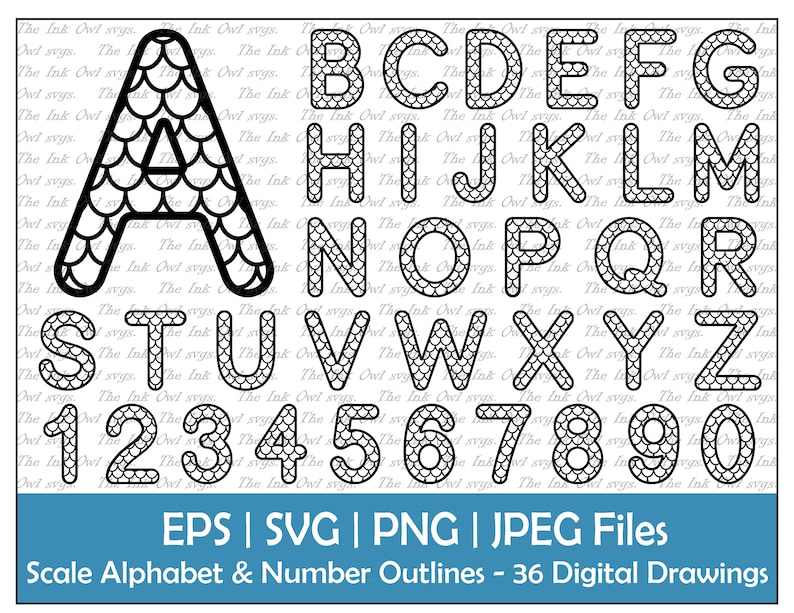 Scale Patterned Alphabet Letters and Numbers Clipart Set / - Etsy
