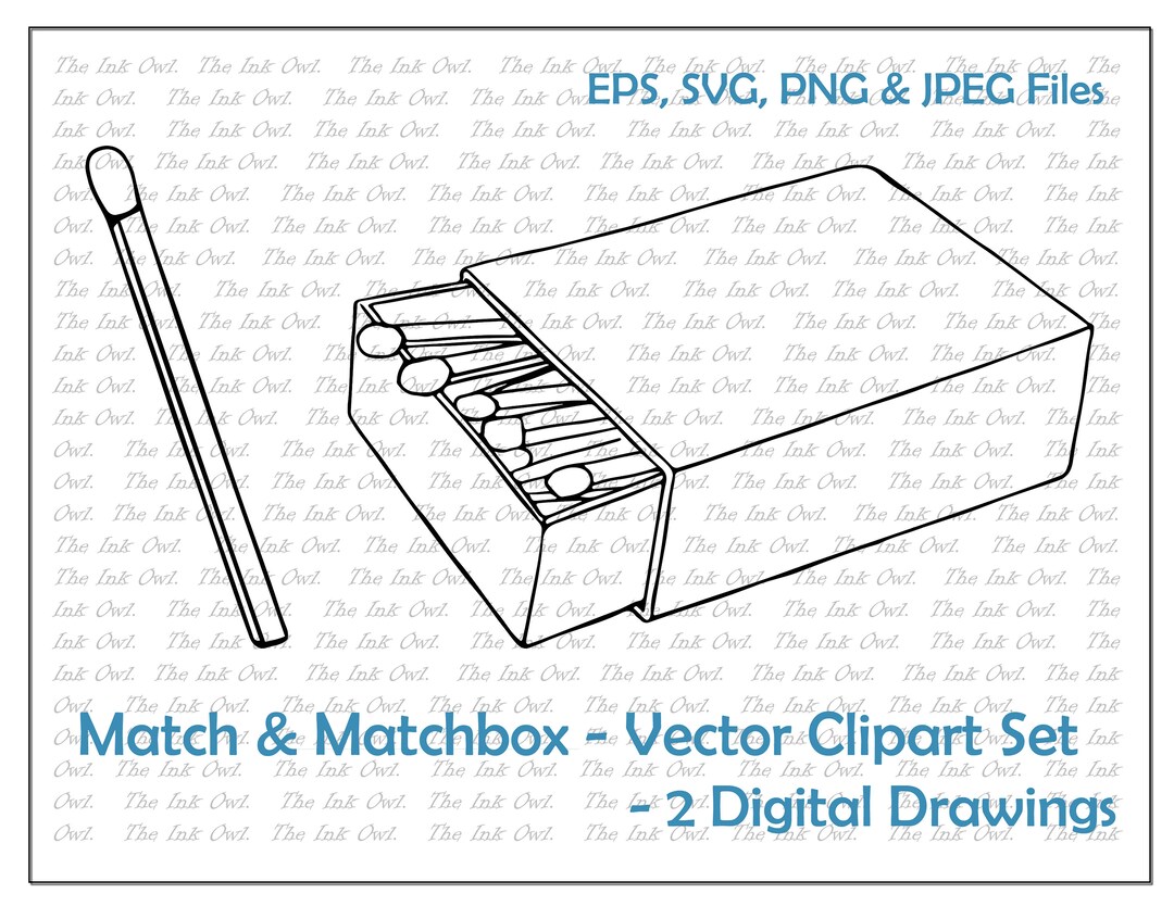 Match & Matchbox Vector Clipart Set - Outline Illustration / PNG, JPG ...