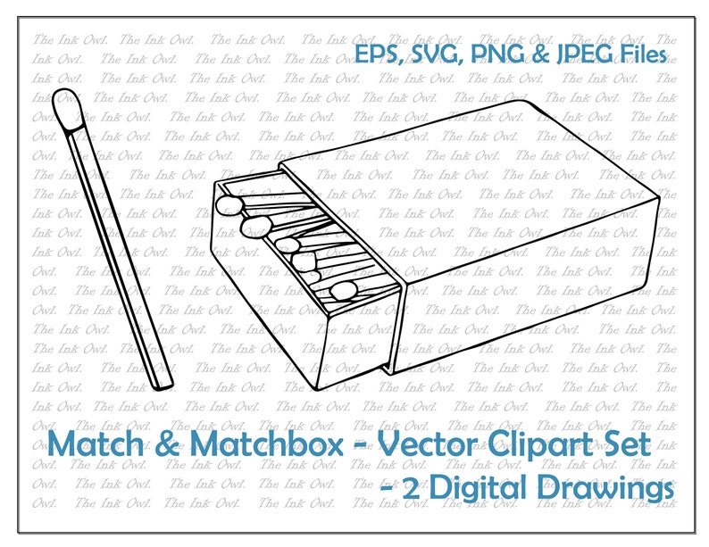 Match & Matchbox Vector Clipart Set Outline Illustration / - Etsy