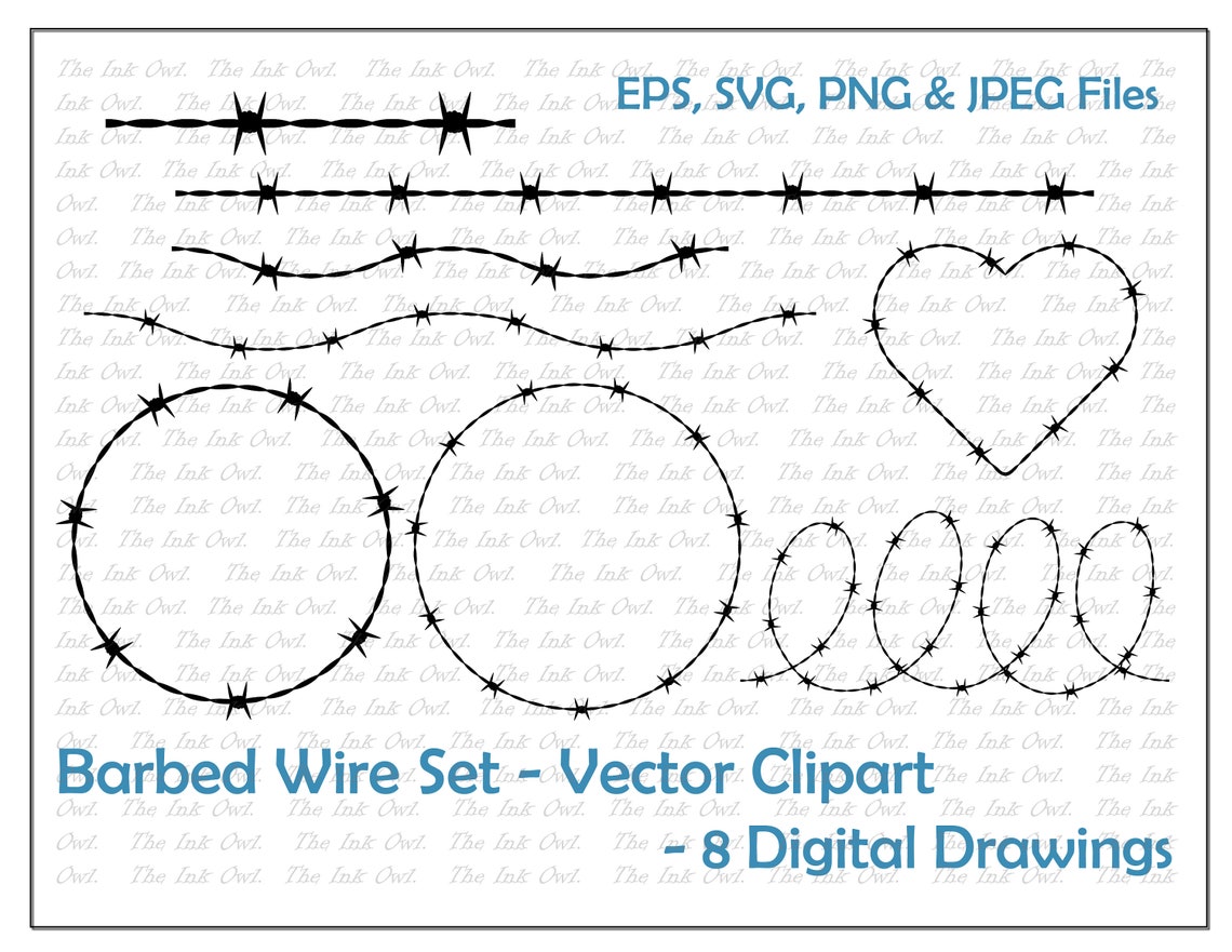 Barb or Barbed Wire Clipart Set / Border or Frame / Prison - Etsy