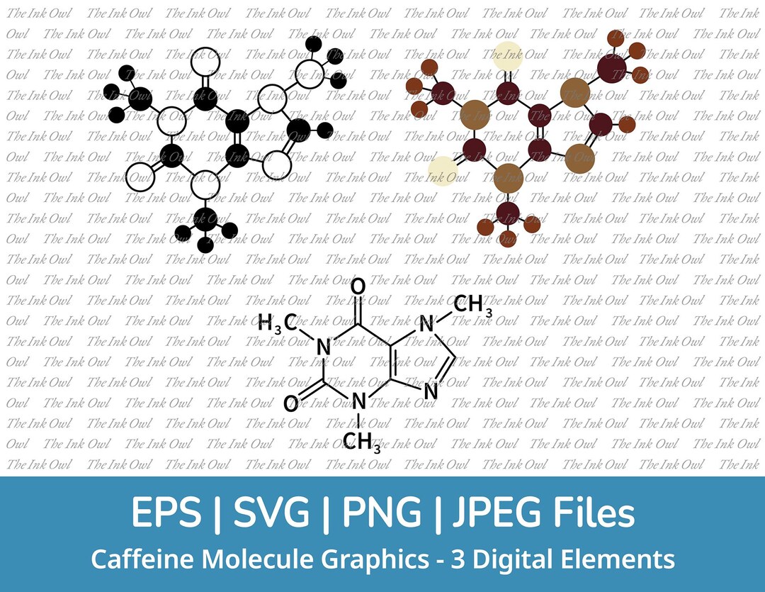 Caffeine Molecule Svg Vector Clipart Set / Coffee Chemical Make up ...