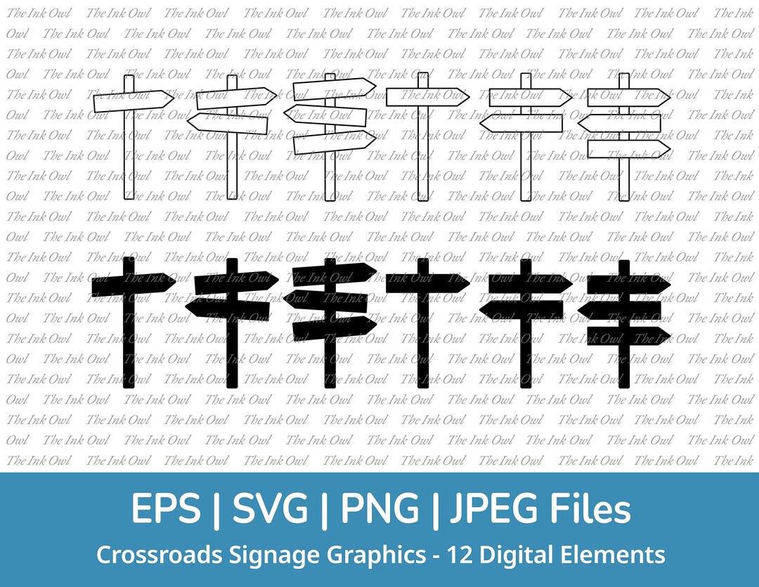 Crossroad Signage Vector Clipart / Outline & Stamp Silhouette Drawing ...