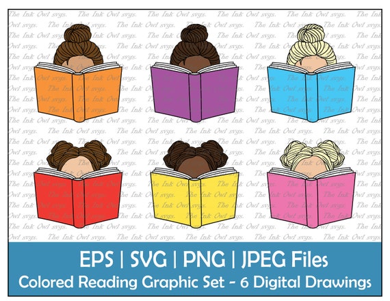 Reading Open Book Vector Clipart / Colorful Graphic Drawings / - Etsy