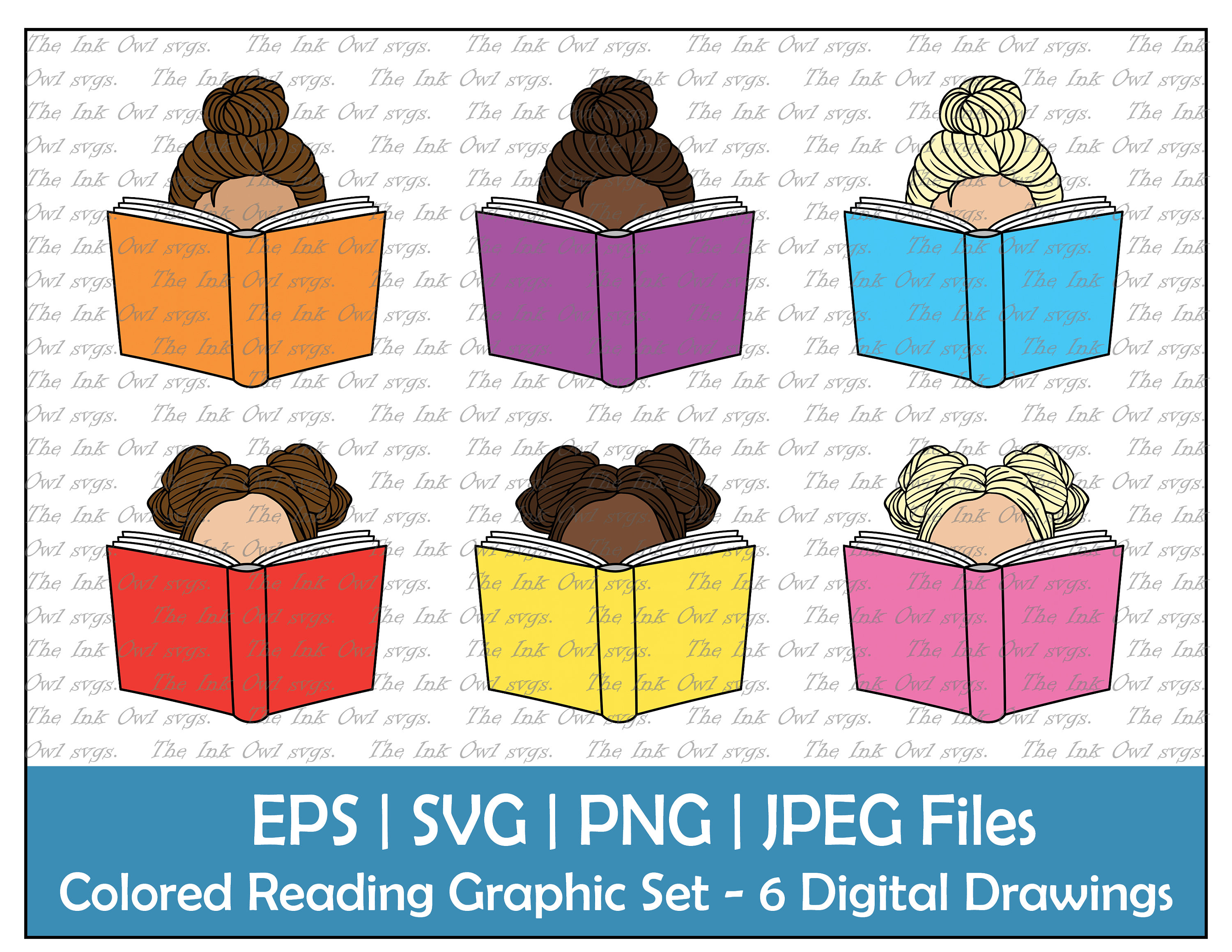 Reading Open Book Vector Clipart / Colorful Graphic Drawings / - Etsy