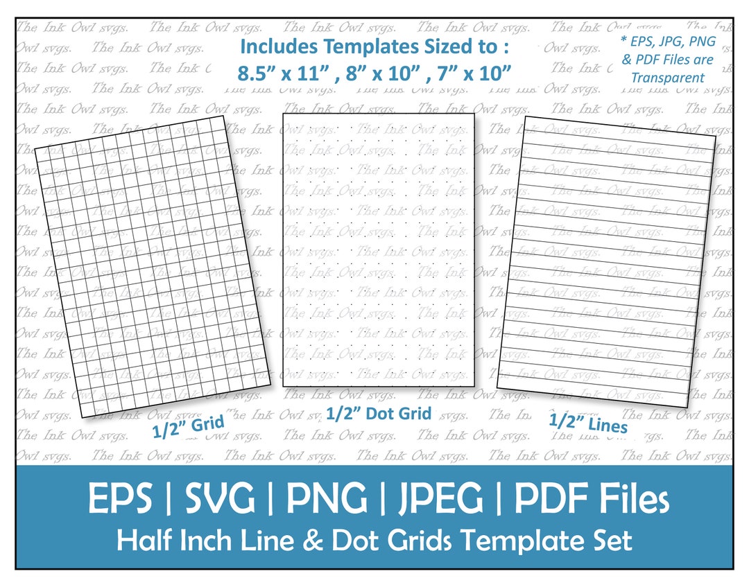 1/2 Inch Paper Grid Template Clipart / Lines, Dots & Square Grid ...