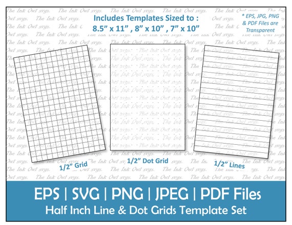 1/2 Inch Paper Grid Template Clipart / Lines Dots & Square - Etsy