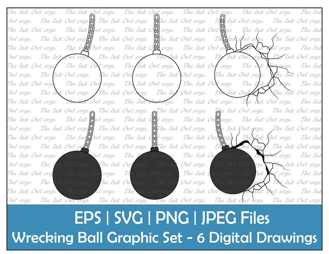 Wrecking Ball Vector Clipart Set / Outline & Stamp Drawing | Etsy