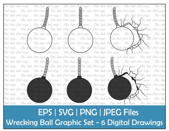 Wrecking Ball Vector Clipart Set / Outline & Stamp Drawing | Etsy