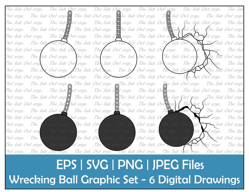 Wrecking Ball Vector Clipart Set / Outline & Stamp Drawing | Etsy