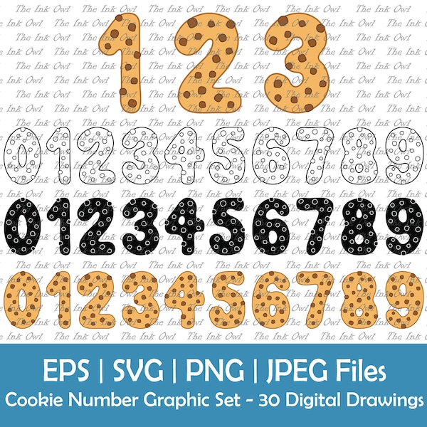 Cookie Numbers Clipart - Etsy