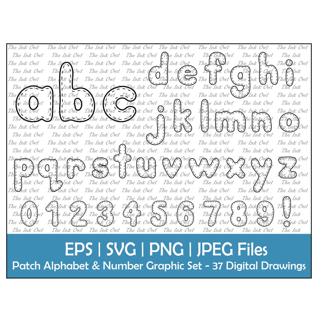 Lowercase Patch Stitch Alphabet Letter and Number Vector Clipart ...