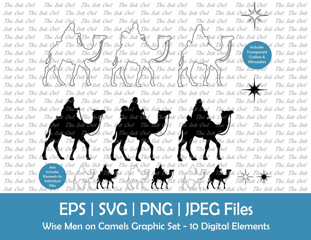 The Three Wise Men, Three Kings or Magi on Camels Vector Clipart ...
