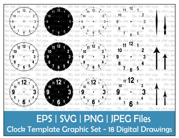 Clock Face Template With Different Styles Clipart Set / - Etsy