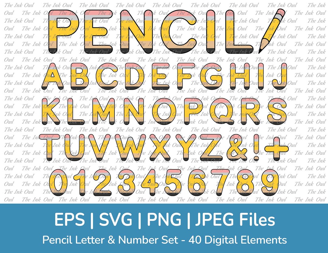 School Pencil Alphabet Letters and Numbers Clipart / Vector ...