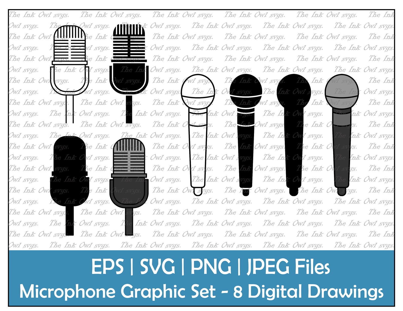 Microphone Vector Clipart Set / Outline & Stamp Drawing - Etsy Canada
