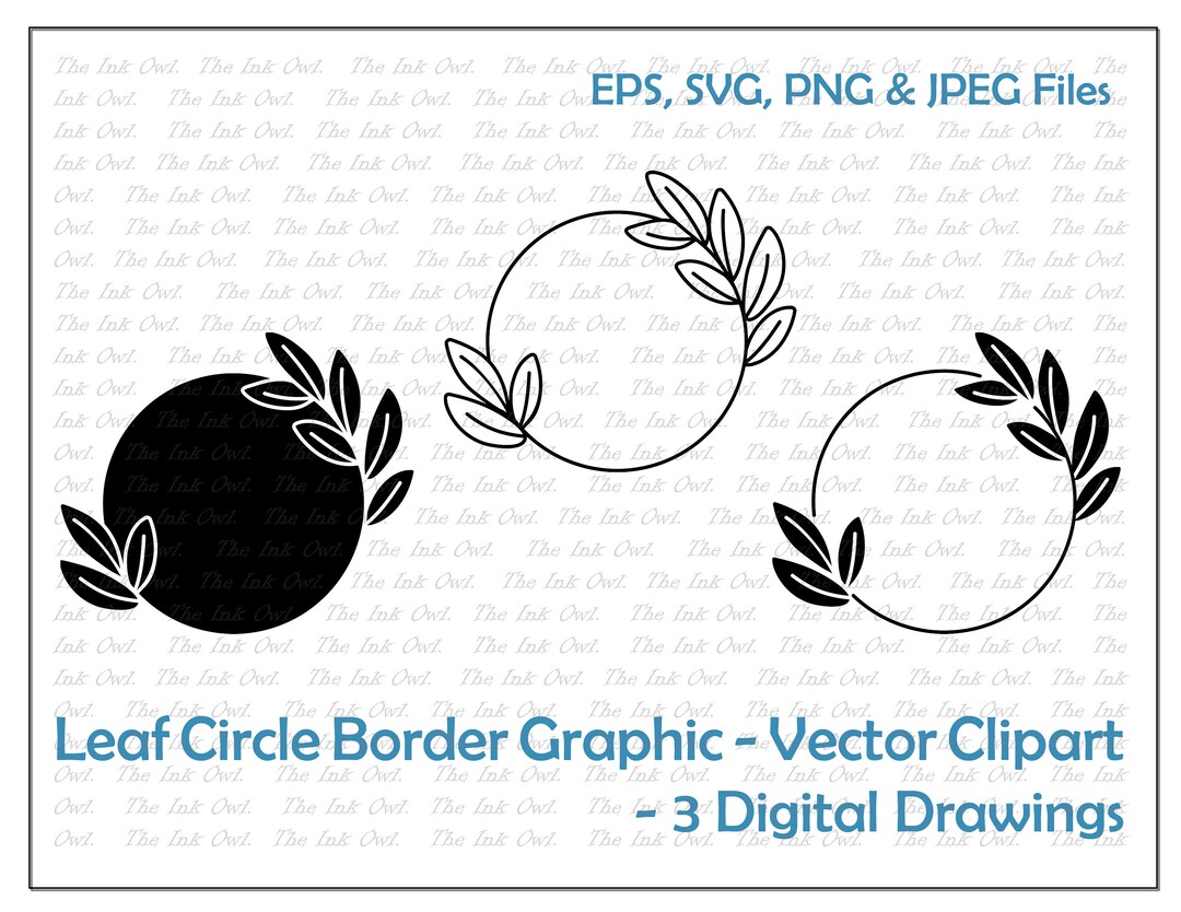 Decorative Leaf Circle Border Frame Vector Clipart / Logo - Etsy
