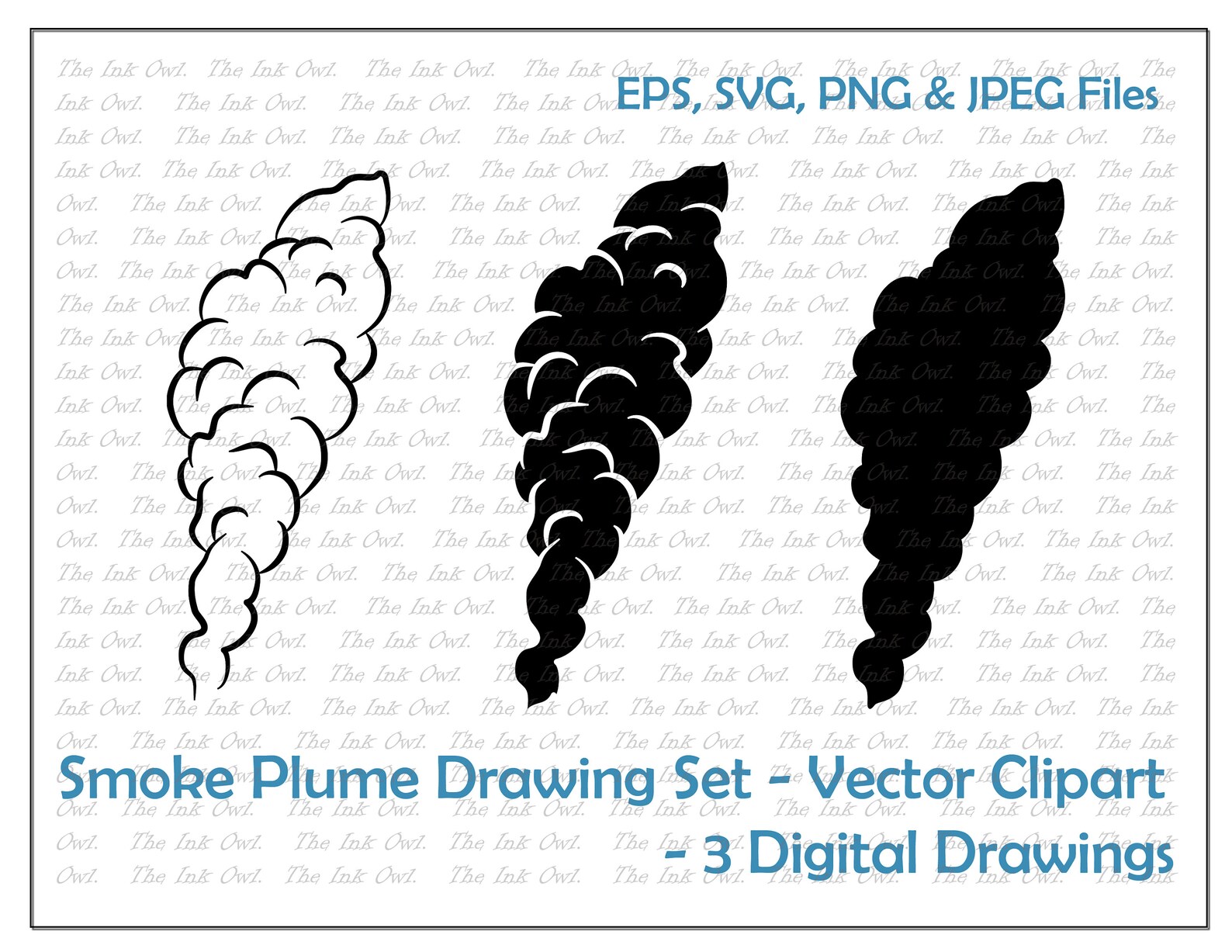Smoke Plume Vector Clipart Set / Outline and Stamp Drawing - Etsy