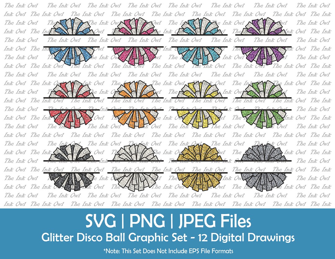 Glitter Cheerleader Pom-pom Split Label Clipart / Custom Name Label ...