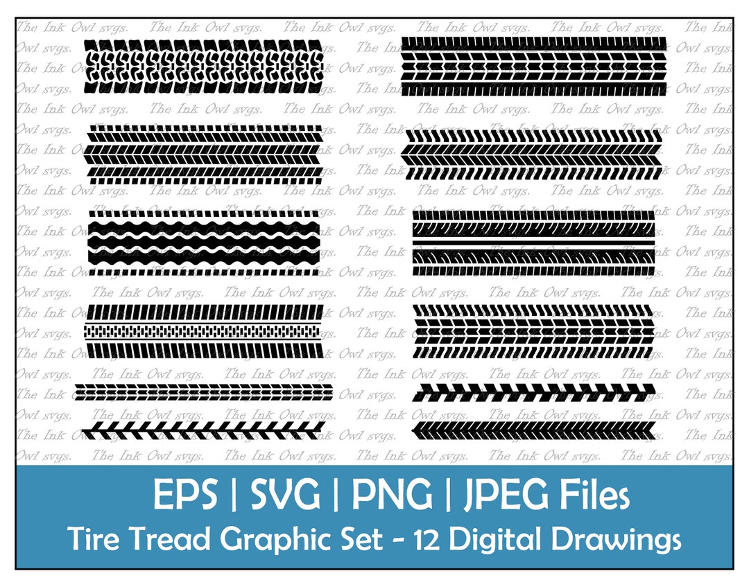 Tire Track Tread Clipart Set / Stamp Graphics / Tire Mark Pattern ...