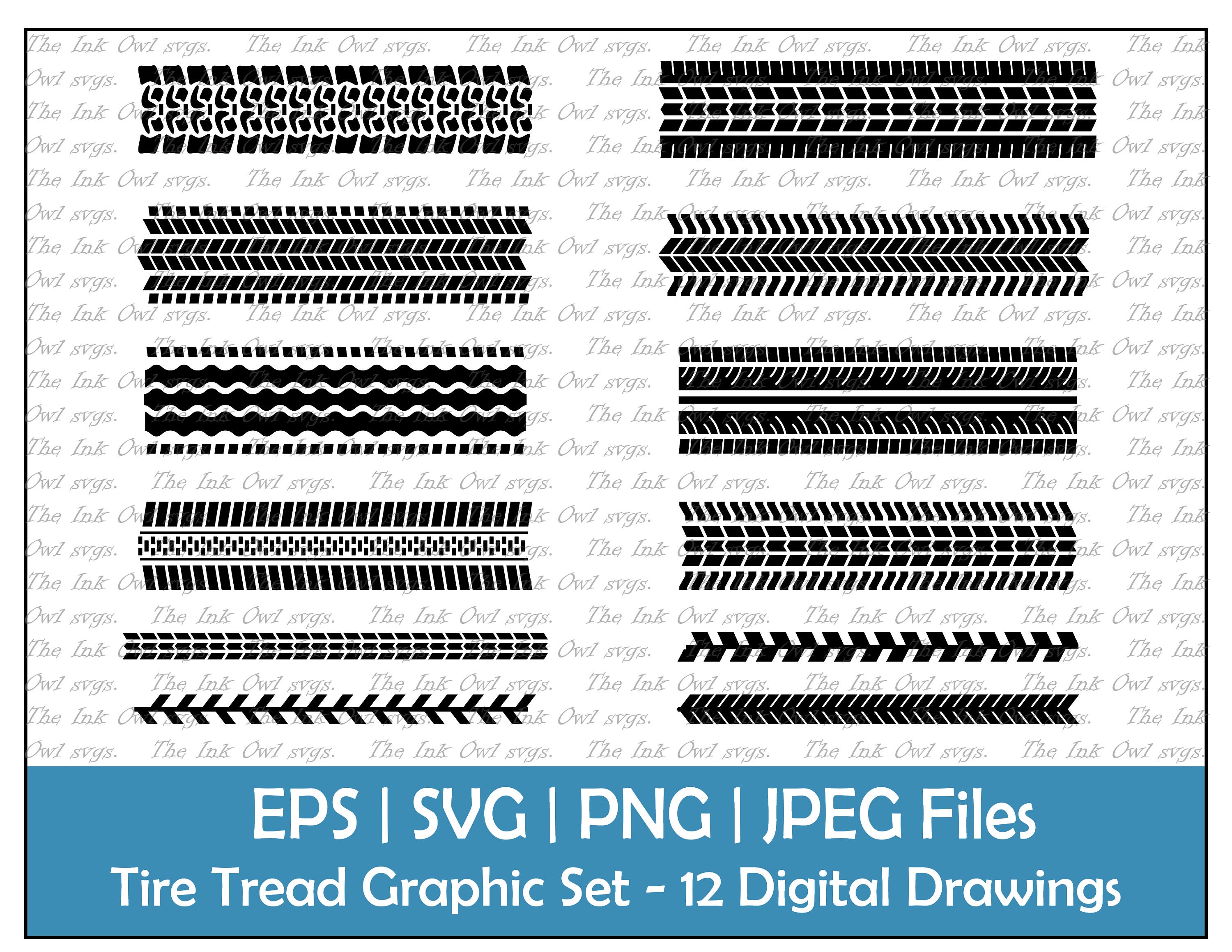Tire Track Tread Clipart Set / Stamp Graphics / Tire Mark Pattern ...