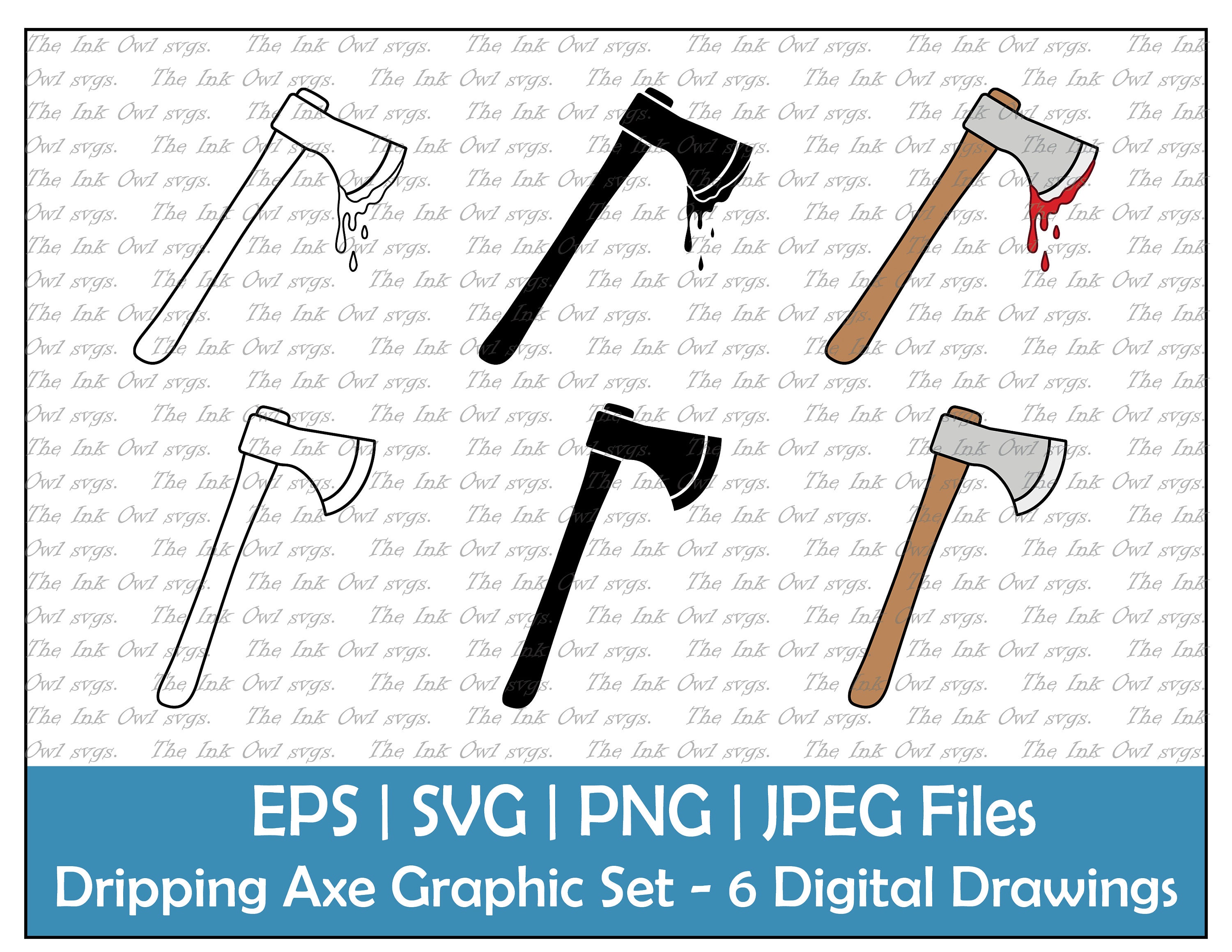 Axe With Dripping Blood Clipart Set / Outline Stamp & Color - Etsy UK