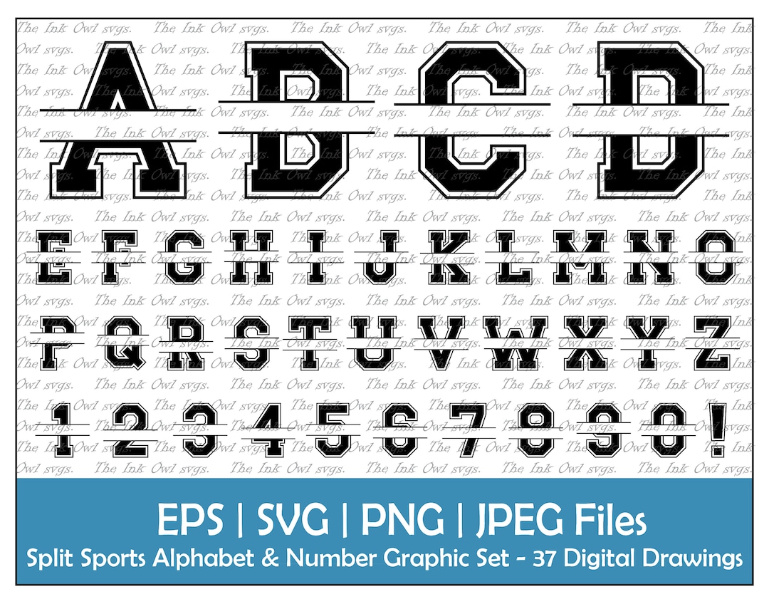 Split Label Sports or Academic Alphabet & Number Clipart / College ...