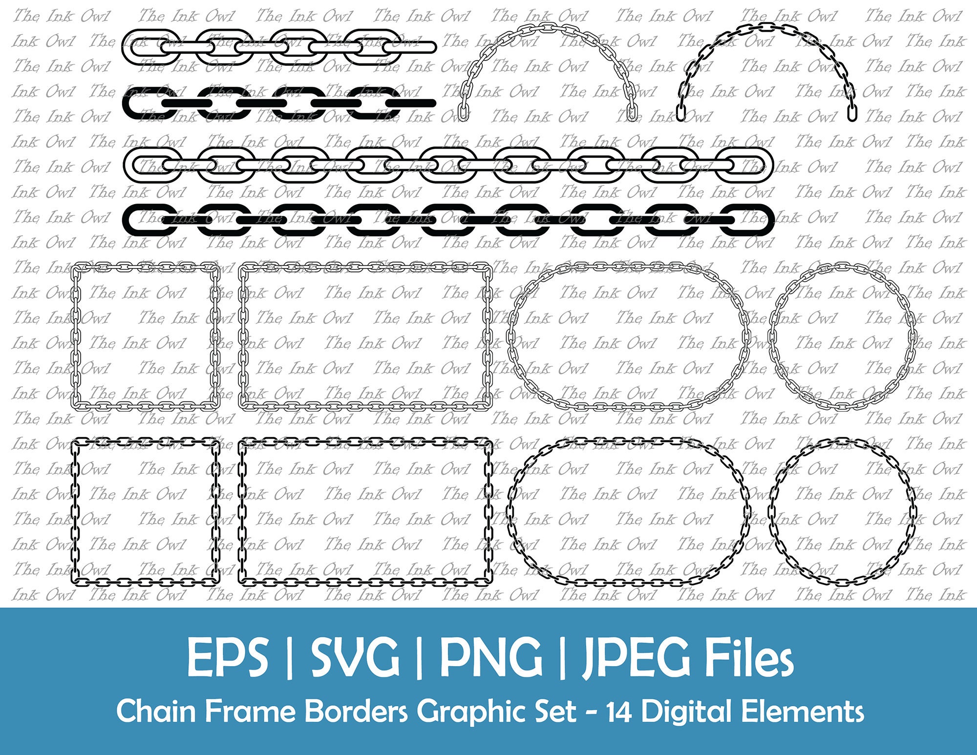 Chain Link Frame Border Clipart / Outline & Silhouette Graphics ...