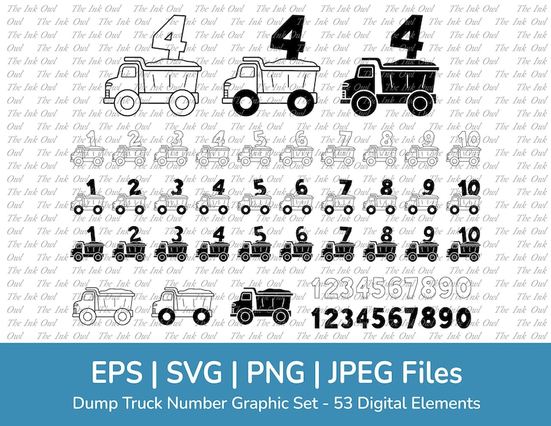 Dump Truck Number Vector Clipart / Birthday Boy Shirt Design / Outline ...