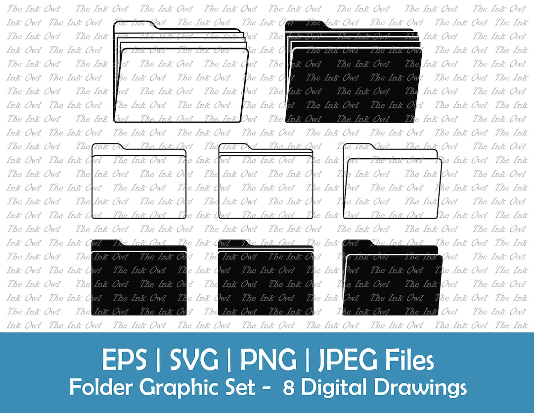 File Folder Vector Clipart Set / Outline and Silhouette Graphics ...